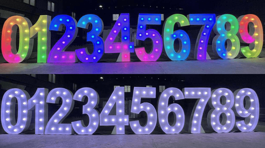 Light Up Party Numbers for hire in Dorset