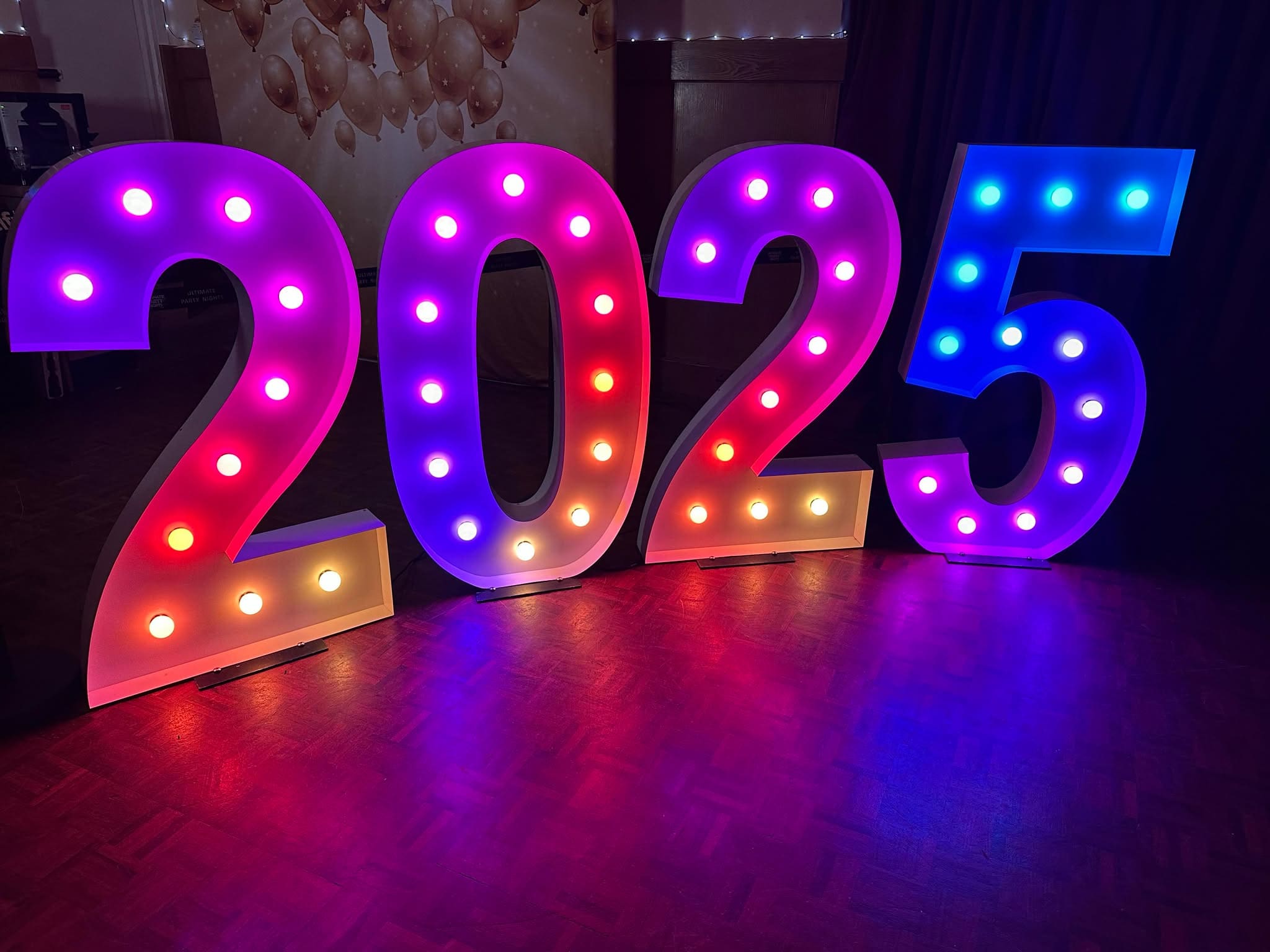 Light Up Party Numbers for hire in Dorset
